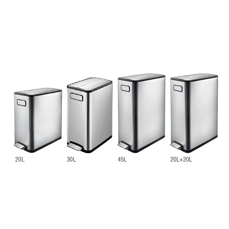 EKO エコフライ ステップビン 30L ペダル式 ゴミ箱 両開き キャスター付き イーケーオー シルバー EK9377 静音 ダストボックス ふた付き ペダル ステンレス : クッキン ...