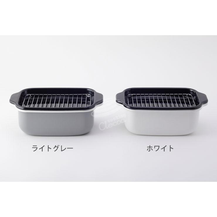 富士ホーロー 角型天ぷら鍋 IH対応 温度計付き 揚げ網 バット付き ホワイト ライトグレー TP-20K.W .LG ホーロー 揚げ鍋 四角 スクエア :fuji-tp-20k:クッキン ...