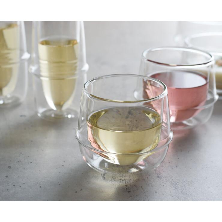 キントー クロノス ダブルウォール ワイングラス 250ml 23108 KINTO KRONOS グラス 低い ガラス 耐熱 二重構造 ...