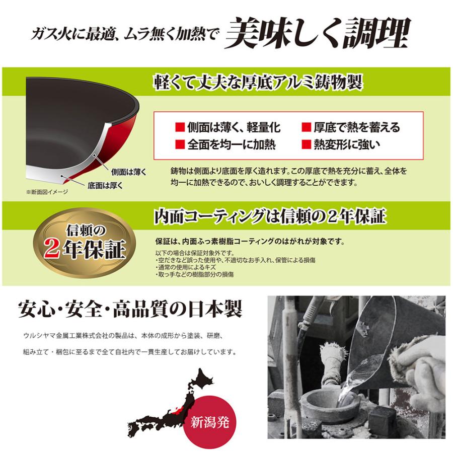 ソーヴィ 深型 フライパン 24cm ガス火専用 レッド umic ウルシヤマ金属工業 so-vi SOV-D24 ディープフライパン 片手鍋 アルミ 軽量 底 : クッキングクロッカ ...