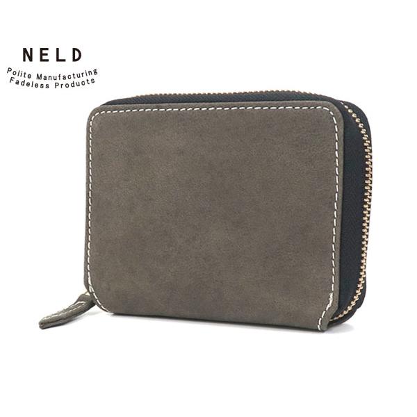 NELD ネルド ラウンドミドル財布/グレー メンズ ラクダレザー an279 NELD【選べるノベルティ付】 : クールキャット Yahoo!ショップ - 通販 - Yahoo!ショッピング