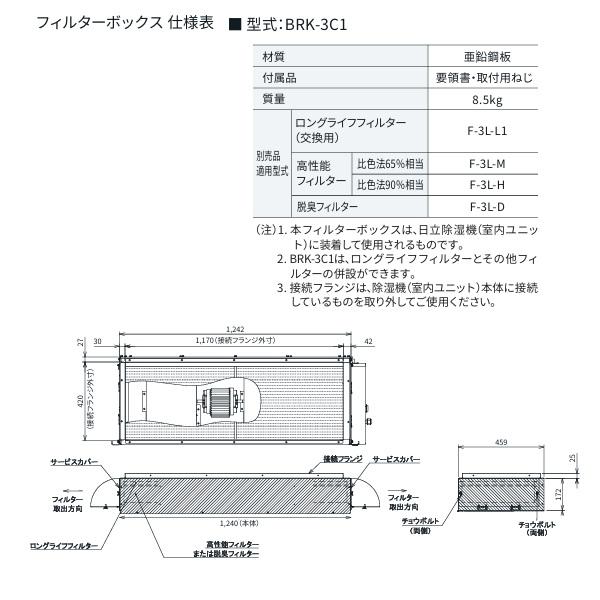 日立（HITACHI） BRK-3C1 業務用・産業用除湿器 フィルターボックス 別売品 部品 ♪ : coordiroom ヤフー店 ...