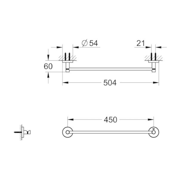 グローエ 40688001 アクセサリー エッセンシャル タオルバー 504mm クローム [ ] :gr-40688001 ...