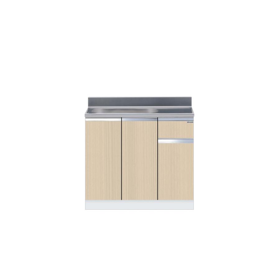 onedo/ワンド/旧マイセット KTD5-80-90S-(左)-[LG] 木目 KTD5型 組合せ型流し台 壁出し 一槽流し台 間口90cm 奥行55cm 左 [♪ ...