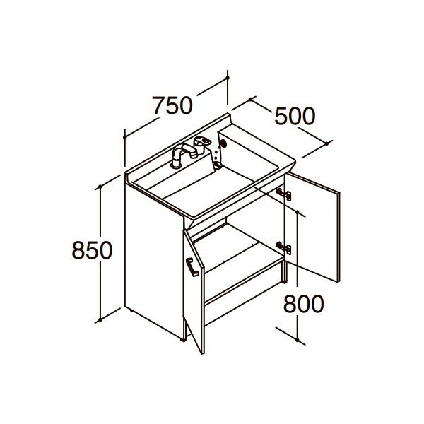 INAX INAX/LIXIL PV2N-755SY 化粧台本体のみ PVシリーズ 間口750mm シングルレバー洗髪シャワー混合水栓 シャワー/整流吐水 一般地 ♪ : coordiroom ...