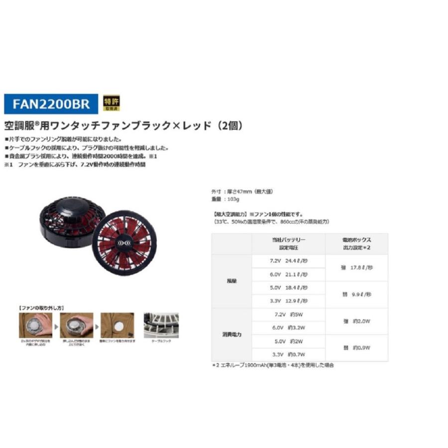 空調服 TM 空調服用 ワンタッチファン (2個) FAN2200BR (カラー：ブラックxレッド) : クーセレクトストア - 通販 - Yahoo!ショッピング