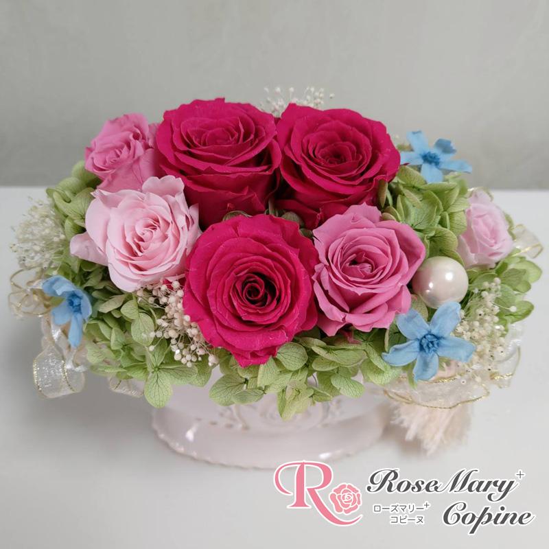 プリザーブドフラワー 花 ギフト アレンジ クリアケース付き 新築祝い 結婚祝い お祝い バースデープレゼント p-059 :p-059:ローズマリーコピーヌYahoo!店 - 通販 ...