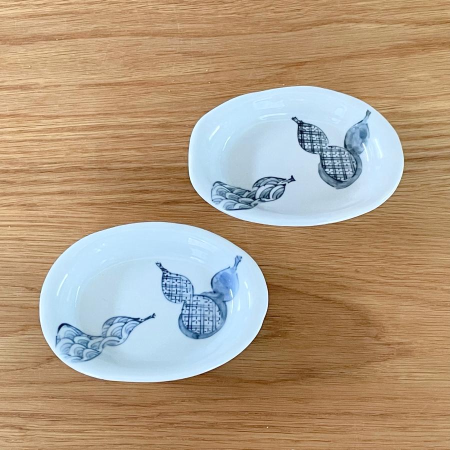 九谷焼 ／ 3.6号楕円皿/小皿 豆皿/ 三瓢箪 染麻の葉 / 和陶房 おしゃれ かわいい 和食器 縁起物 贈り物 : コレパン 日本の暮らし雑貨店 - 通販 - Yahoo!ショッピング