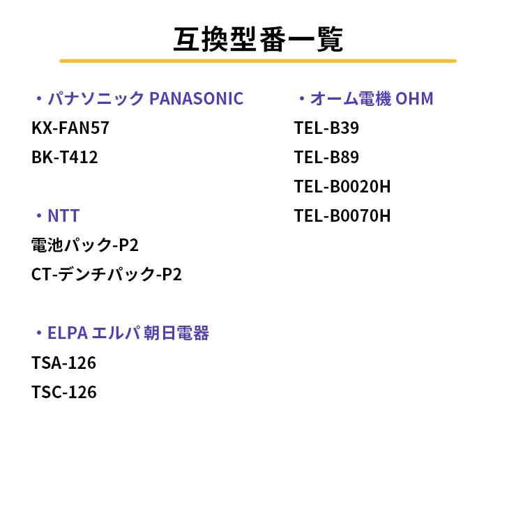 enevolt 「1年保証」 KX-FAN57 互換 電池 電池パック KX-FAN57互換 バッテリー ニッケル水素蓄電池 コードレス子機用電池パック エネボルト 爆買 : スリーアール ...