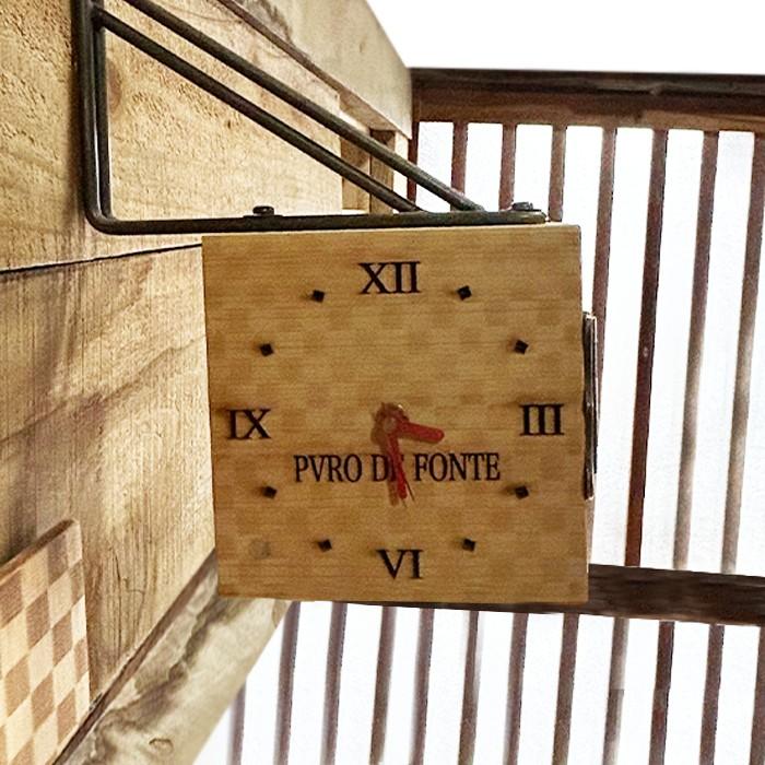 時計 壁掛け デジタル 室内時計 アンティーク ブラケット 市松模様 天然木 ひのき 手話 壁時計 ダブル時計 両側時計 : COSIGN ...