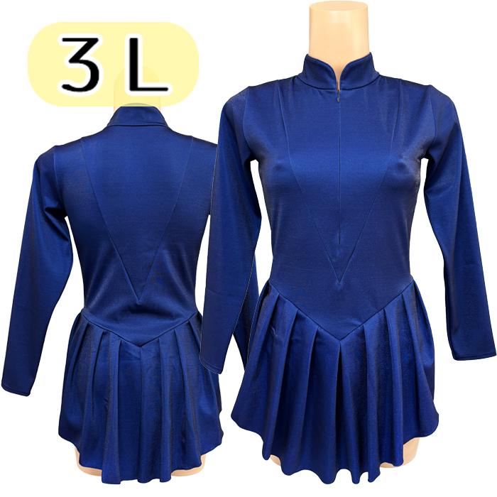 数量限定 チャイナカラー スカートタイプ 長袖レオタード 3L wbb-4290 ネイビー フロントファスナー 2WAYストレッチ 大きめサイズ レディース 無地 : コスメイト - 通販 ...