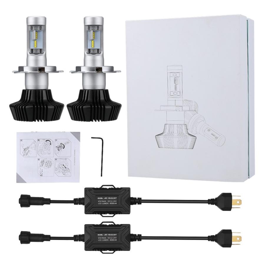 KOZUMUWAN H4 Hi/Lo LED ヘッドライト 車検対応 Lumileds LUXEON ZES CHIP 採用 8000Lm 6500k ファンレス 一体型 角度調整機能付き ...
