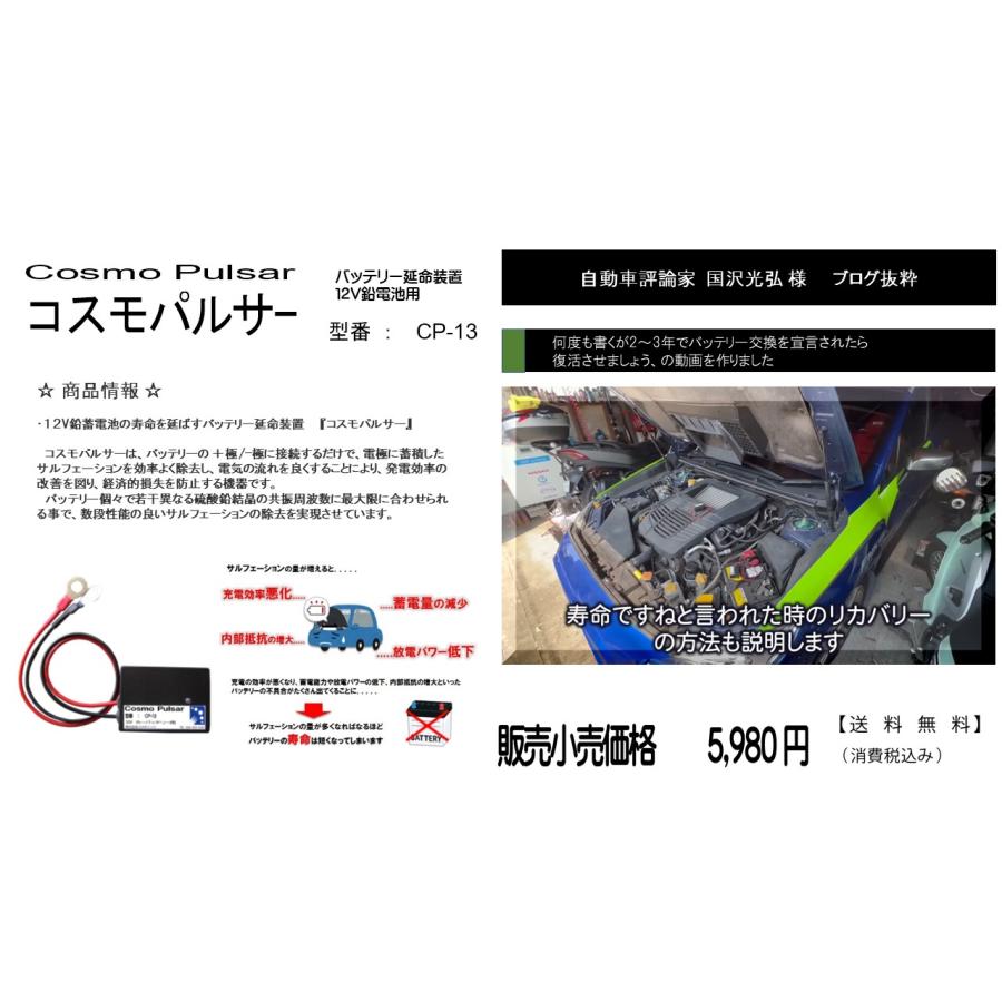Cosmo Pulsarコスモパルサー CP-13 鉛バッテリー専用延命装置 12V鉛蓄電池用 : コスモテックヤフーショップ - 通販 ...