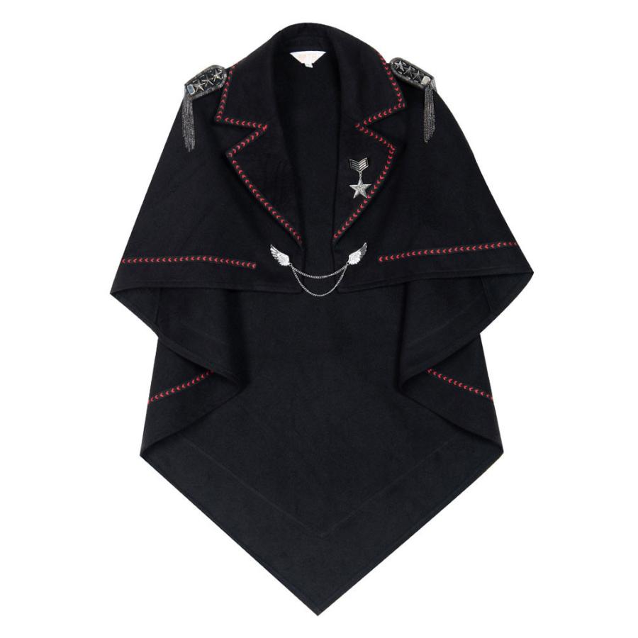 アカデミックロリータポンチョブラックポリエステルハーフスリーブ