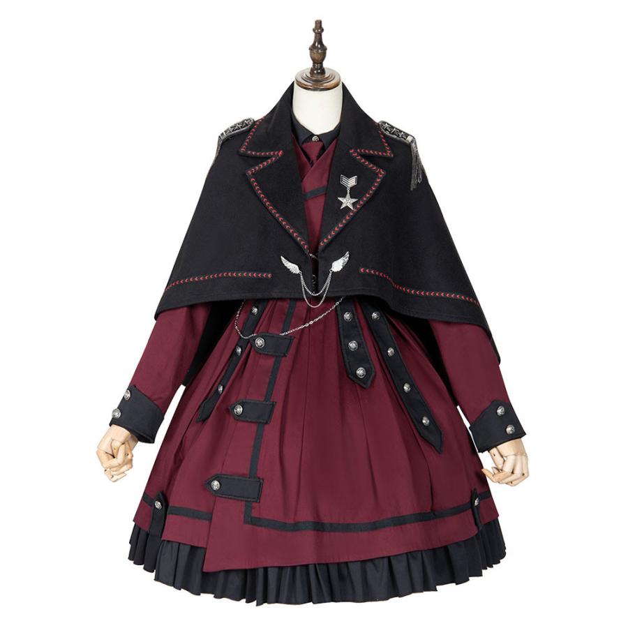 アカデミックロリータポンチョブラックポリエステルハーフスリーブ