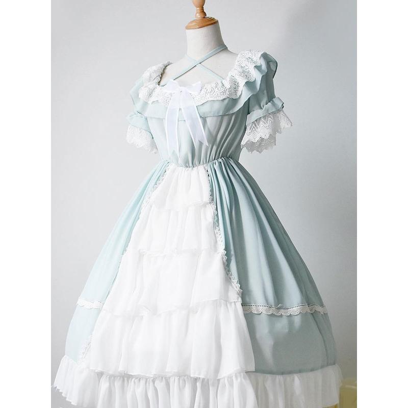 ロリィタジャンパースカート フリル スウィート シフォン ラウンド