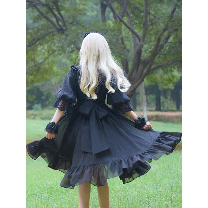 袖ありのワンピース 2021 ハーフスリーブ オーガンザ カジュアル