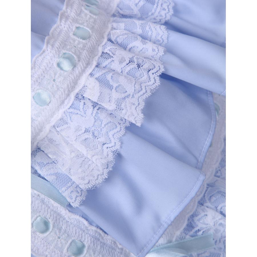 リボンレースコットンクラシックロリータドレス 2021 コットン ブルー