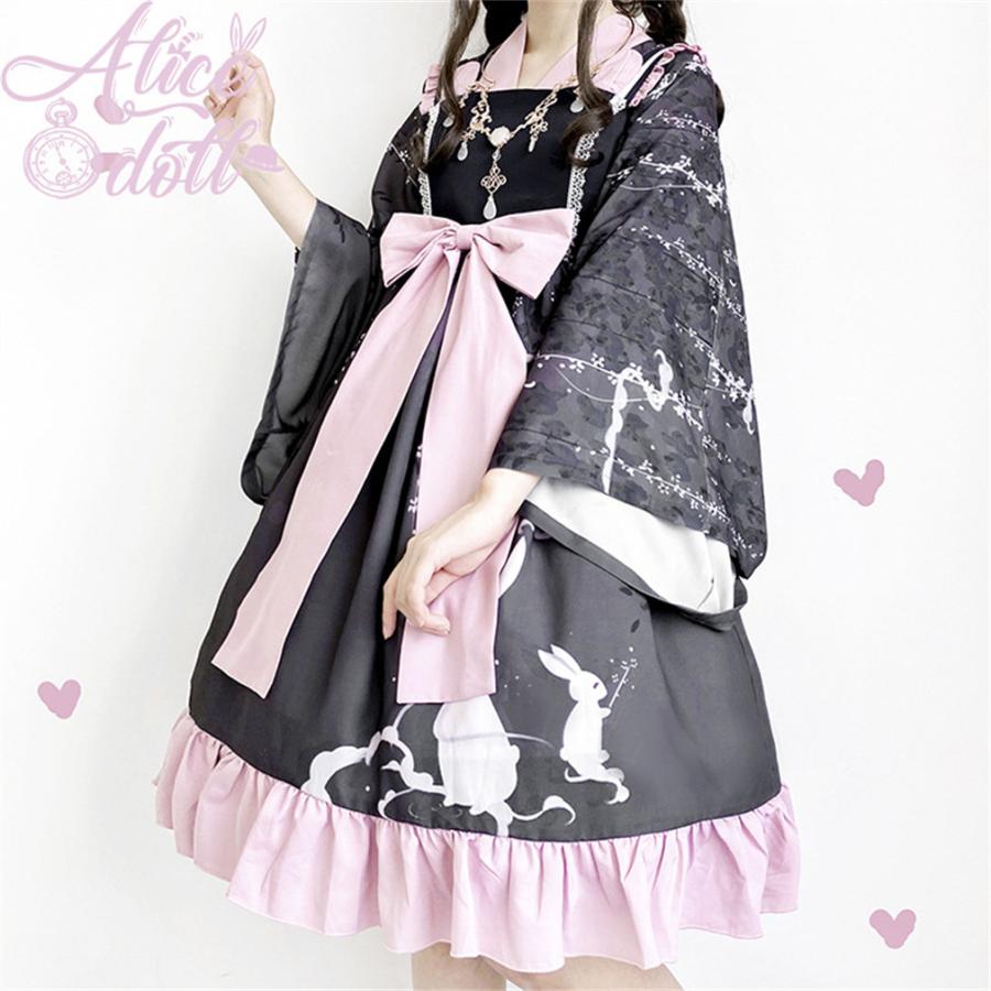 Lolita ロリィタ ロリータ ワンピース 月下うさぎ 和ロリ 和風 Lolita ロリィタ ロリータ ワンピース 月下うさぎ 和ロリ 和風