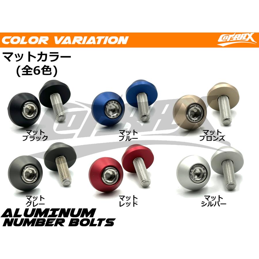 【COTRAX】ナンバーボルト ナンバープレートボルト M6ステンボルト 台湾製 ドレスアップ カスタム 自動車 バイク 汎用 4個set サークル(マットカラー全6色 ...