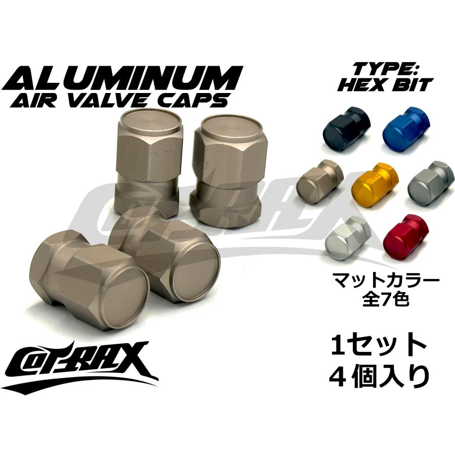 【COTRAX】アルミ エアバルブキャップ 4個set タイヤ ホイール 車 バイク 対応 汎用 ドレスアップ 軽量 台湾製 カスタム 六角ビット型(マットカラー全7色) : xji ...