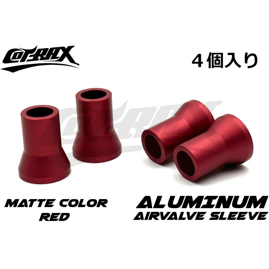 【COTRAX】アルミエアバルブスリーブ 4個set TR413 ゴムバルブ用 軽量アルミ製 エアバルブキャップ ホイール ドレスアップ 自動車 バイク(マットレッド ...