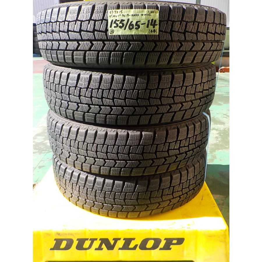 5) 7215g ダンロップ ウィンターMAXX WM02 155/65R14 4本セット ワゴンR スペーシア ムーヴ タント N−BOX 等 2020年製 : 7215g2858 : カウ ...