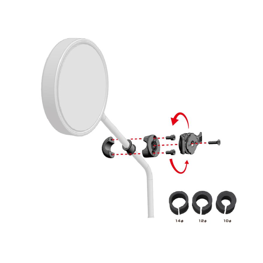 REC MOUNT +PLUS R+Moto8 レックマウントプラス (R+ / アールプラス) Moto マウント 8 ミラー・小径バータイプ ブラック :recmountplus-r ...