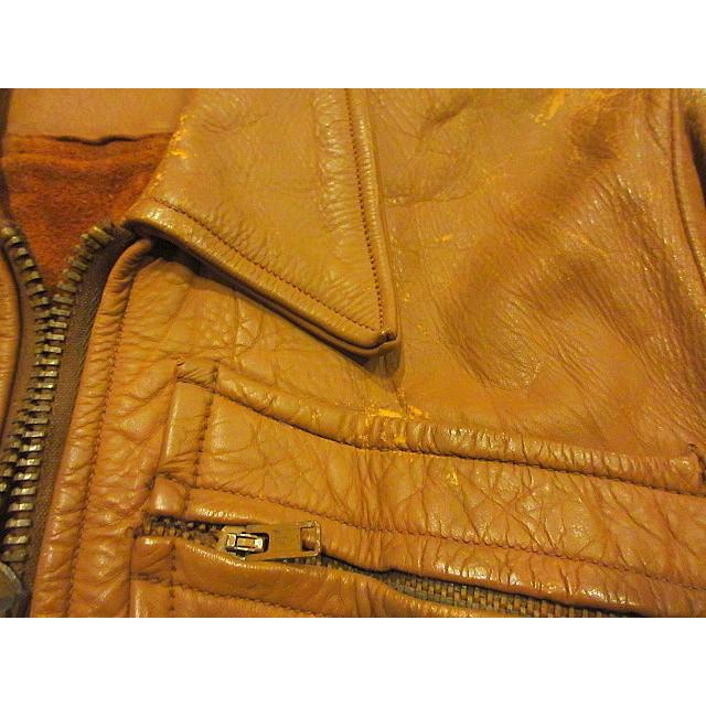 ビンテージ70's☆KOK 6ポケットレザージップアップジャケット茶 ビンテージ70's☆KOK 6ポケットレザージップアップジャケット茶