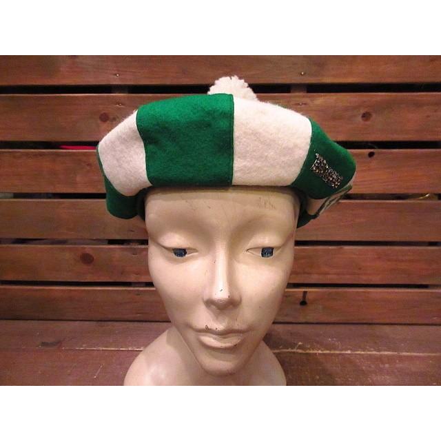 ビンテージ50's☆WHEELER MFG CO.ツートンベレー帽緑×白M ビンテージ50's☆WHEELER MFG CO.ツートンベレー帽緑×白M