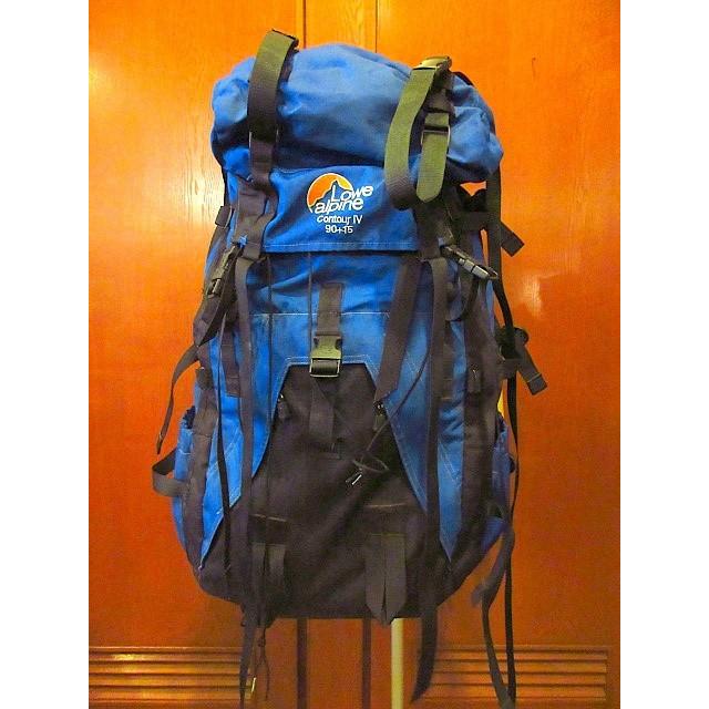 ビンテージ★Lowe alpine Contour IV 90+15ナイロンバックパック青×黒size M★200321s3-bag-bp ...
