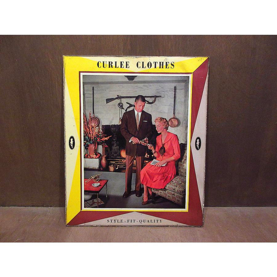 ビンテージ~60's CURLEE CLOTHESアドバタイジングサイン 210527n8-signインテリアディスプレイ広告壁掛けUSA雑貨 ...