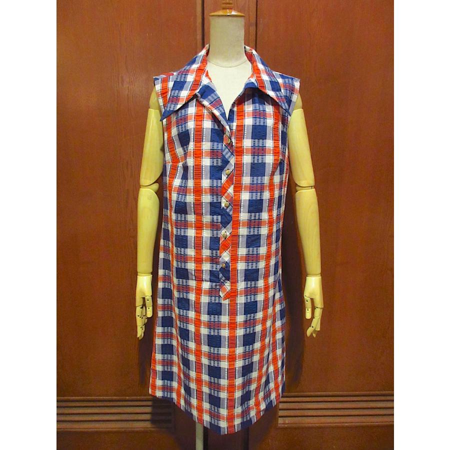 ビンテージ70's Lady Bayardチェックプルオーバーノースリーブシャツワンピースsize 16 210815r5-w-nsdrs古着 ...