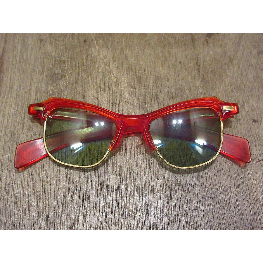 ビンテージ50's Grantlyキャッツアイブローサングラス赤 230322i5-eyglsフォックスミッドセンチュリーロカビリー ...