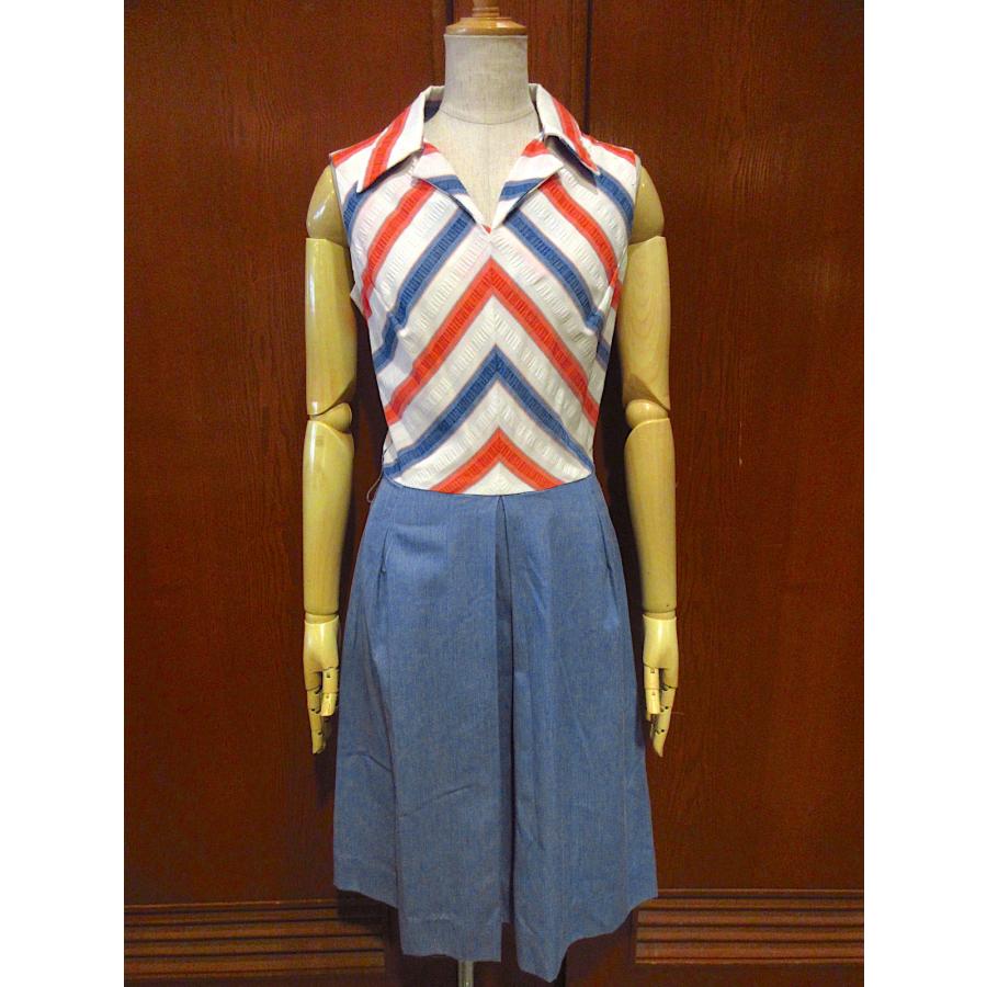 ビンテージ70’s Lady Bayardマルチストライプノースリーブワンピースsize 10 230414c5-w-nsdrs 1970s ...