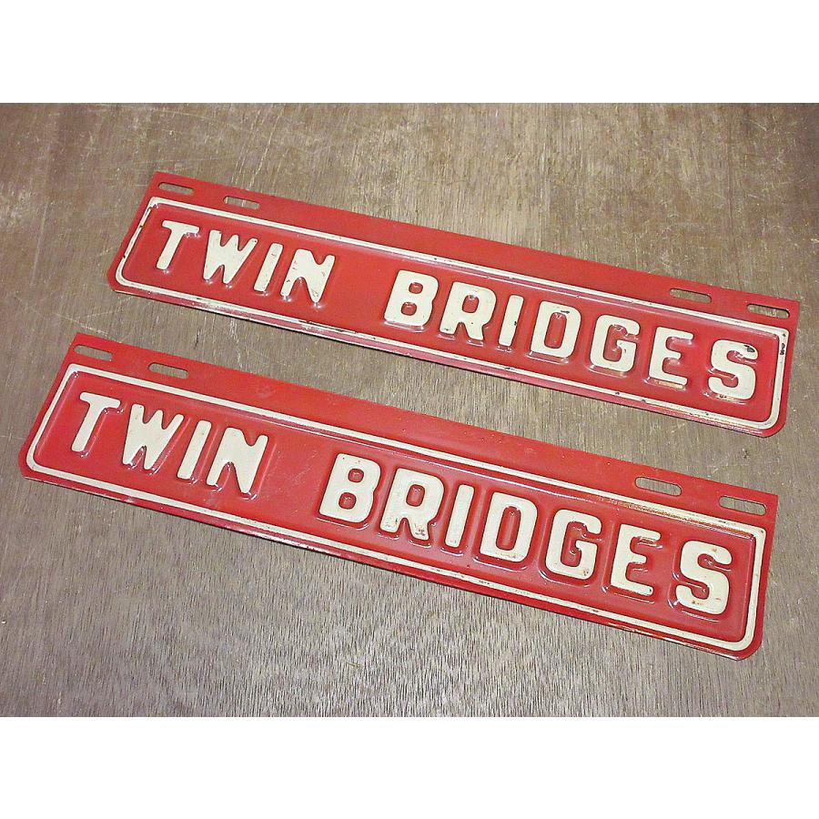ビンテージ~40's TWIN BRIDGES MTメタルサイン2点セット 240609i6-sign看板サイン標識プレート金属モンタナ州 ...