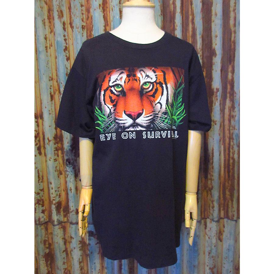 ビンテージ90's Human i TeesタイガープリントTシャツ黒size XL 241020j8-m-tsh-otアート古着アニマル ...