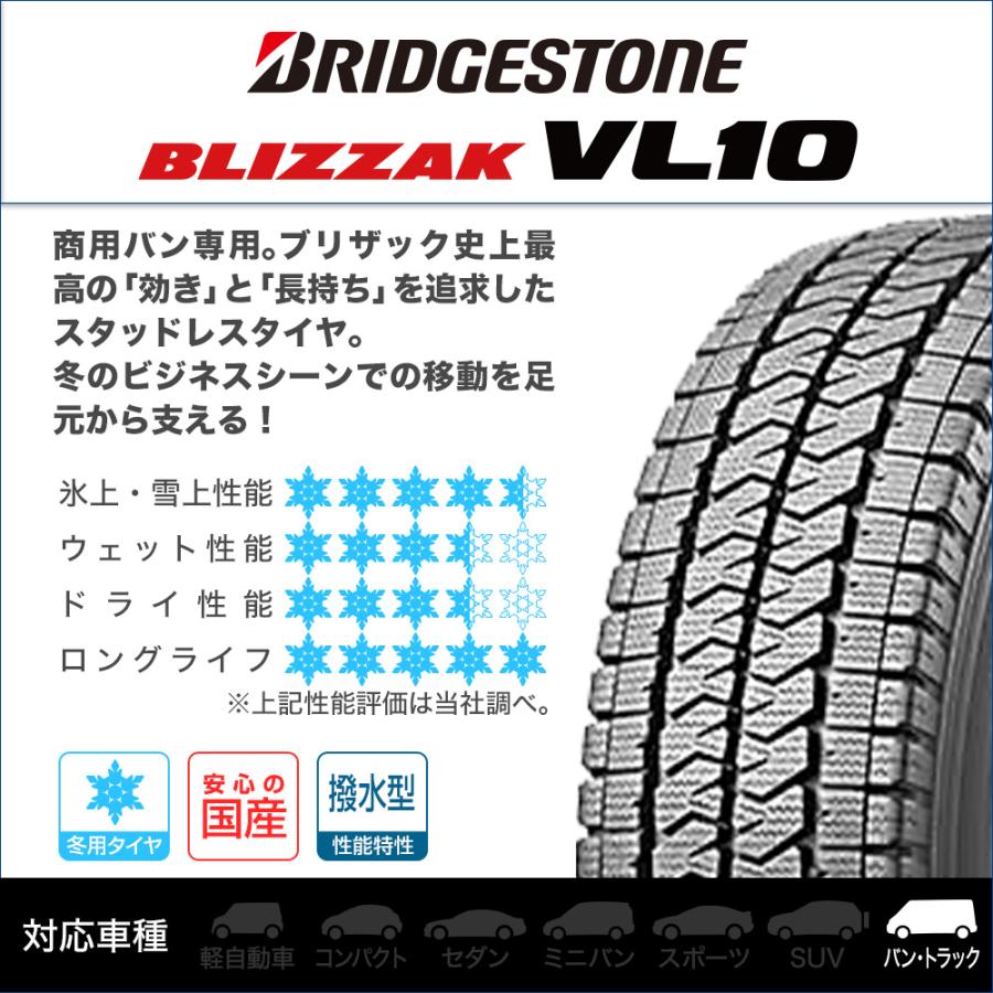 ブリザック VL10 スタッドレス タイヤ ホイール 4本 4穴 pcd100 ZACK JP-209 Limited Black BRIDGESTONE 145/80R12 80/78N ...