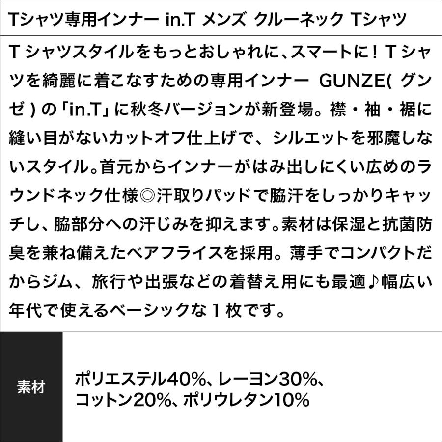 GUNZE グンゼ Tシャツ メンズ Tシャツ専用インナー in.T 肌着 半袖 綿混 コットン プレゼント ギフト メール便 父の日 : ブランド下着ならCrazy Ferret - 通販 ...