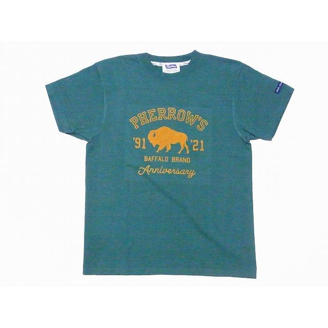 Pherrow's フェローズ Tシャツ 21S-PT30th-ANV 91-21 BAFFALO BRAND Anniversary 30周年記念モデル (グリーン) : American ...