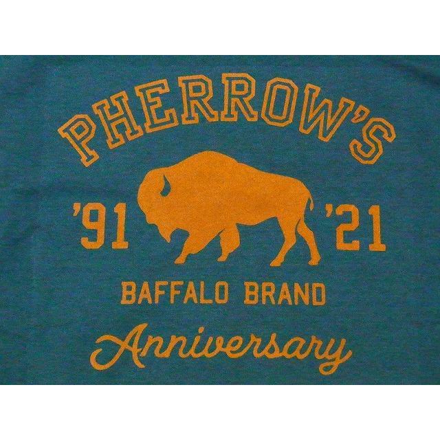 Pherrow's フェローズ Tシャツ 21S-PT30th-ANV 91-21 BAFFALO BRAND Anniversary 30周年記念モデル (グリーン) : American ...