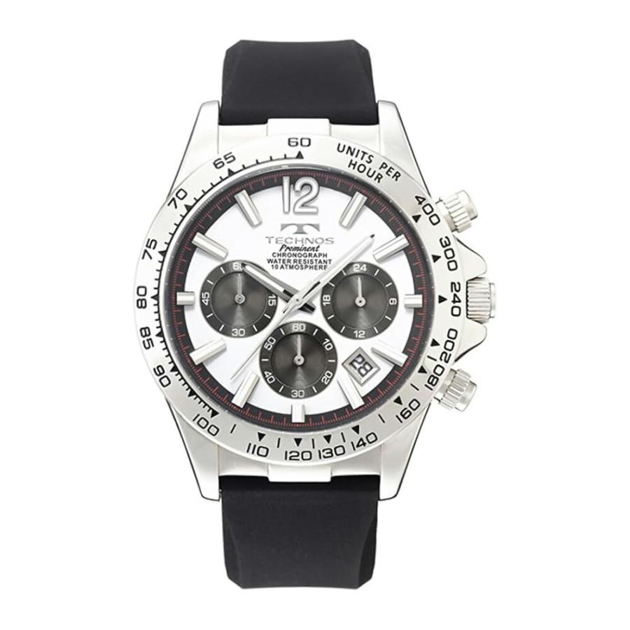 [TECHNOS] テクノス 腕時計 TP0801SW ＜ メンズ ブラック ホワイト シリコンベルト クロノグラフ 10気圧防水 ＞ : 有限会社クリエ - 通販 - Yahoo!ショッピング
