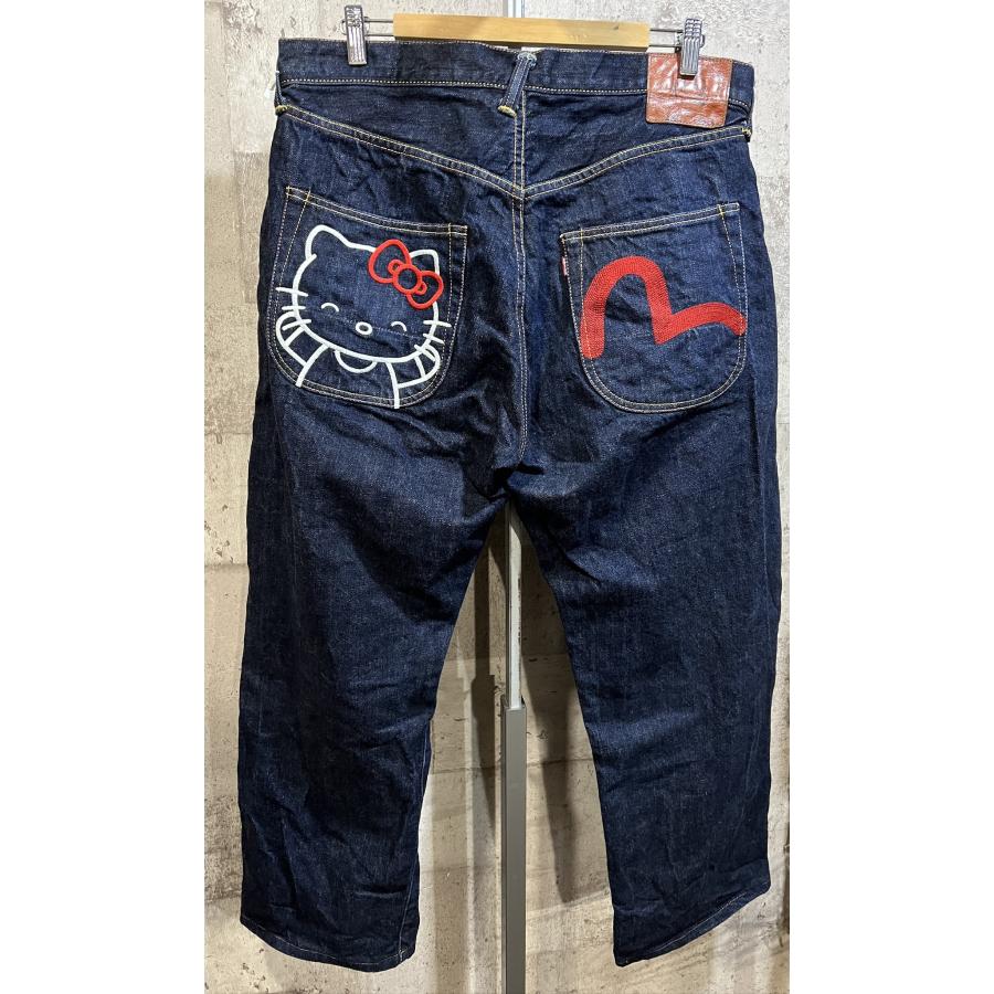 送料込 美品 エヴィス X ハローキティ コラボ デニム ジーンズ 2001 No.2 W38 EVISU Hello Kitty ...