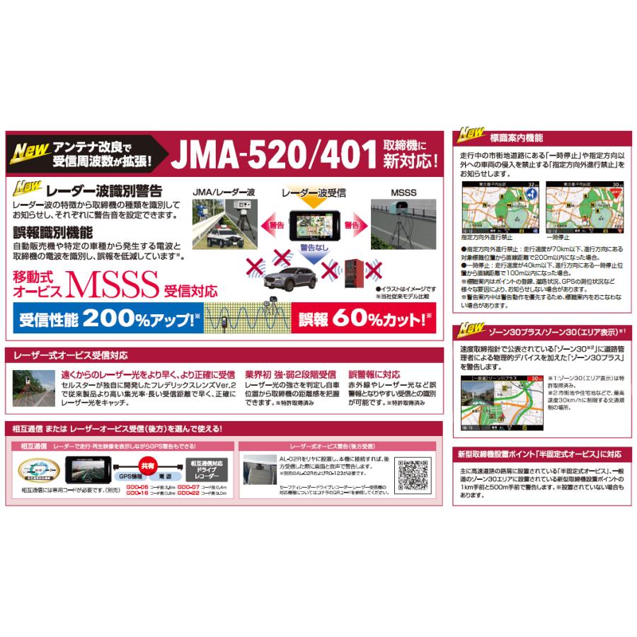 CELLSTAR セルスター レーダー探知機+直結配線DCコード+宙吊りステー AR-325AW+RO-109+RO-119 セット JMA-520 JMA-401 MSSS対応 : クレール ...