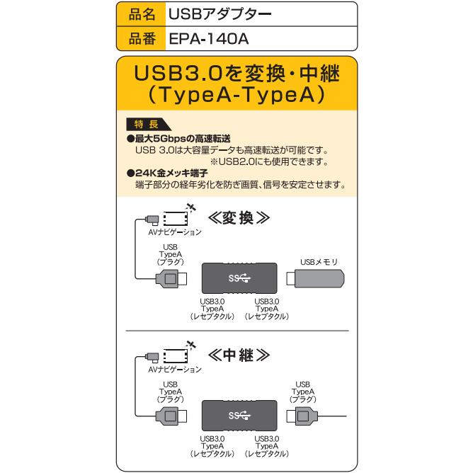 ENDY EPA-140A USBアダプター USB3.0ケーブル用 変換 中継 延長 両側 TypeA - USB2.0使用可 最大5Gpps 大容量 高速 転送 : クレールオンライン ...