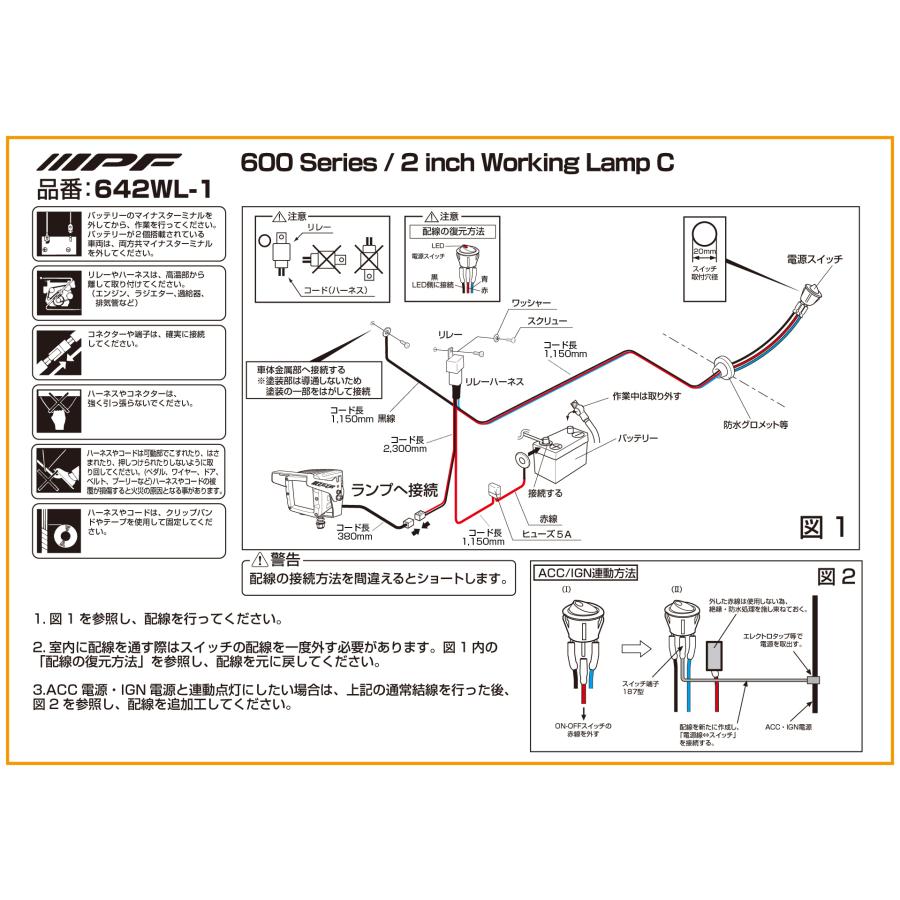 IPF キューブ ワーキングランプ 600シリーズ 642WL-1 1個入 12V 競技専用 車検対応 防水 防塵 IP68 CEマーク認定品 ...