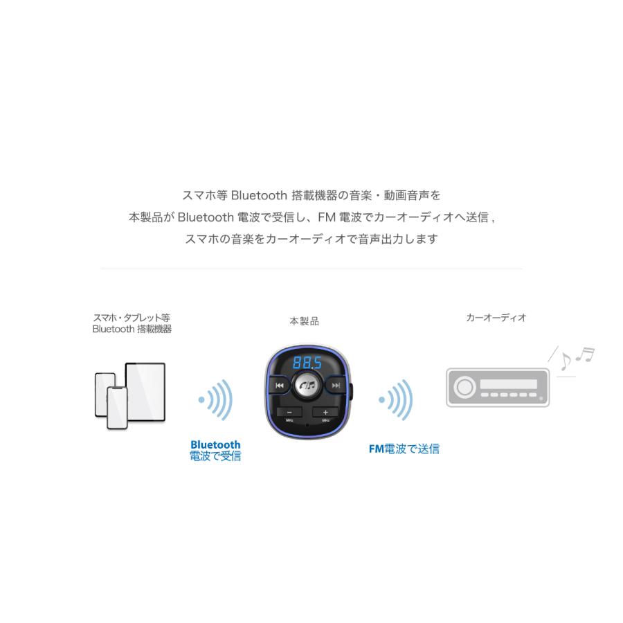 Kashimura カシムラ KD-252 FMトランスミッター フルバンド USB エアコン取付 Bluetooth 充電式 ハンズフリー通話対応 イコライザー : クレールオンライン ...