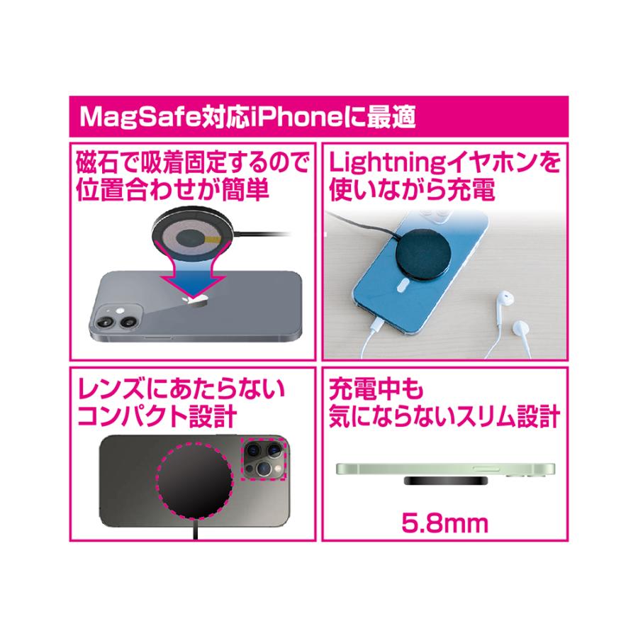 Kashimura カシムラ KW-27 車載 マグネットワイヤレス充電器 15W 1m MagSafe対応 家電 車 スマホ iPhone ...