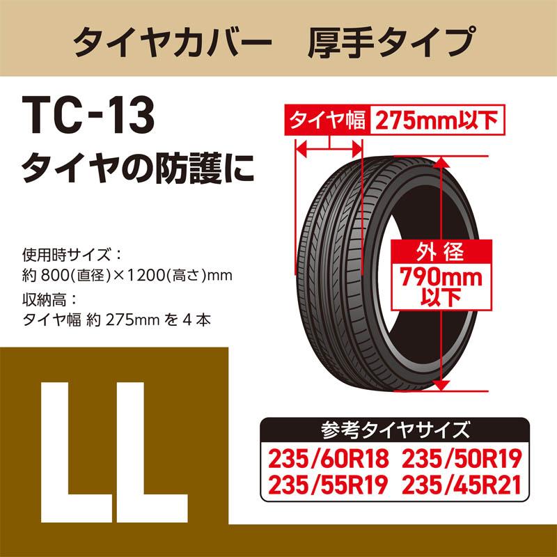 メルテック 大自工業 Meltec TC-13 タイヤカバー 厚手タイプ LL 4本用 タイヤ幅: 275mm以下 外形: 790mm以下 UVカット 紫外線 防汚 耐久性UP : クレール ...