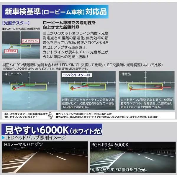 RACING GEAR RG レーシングギア パワーLED ヘッド＆フォグ RGH-P934 H4 Hi 4000lm / Lo 3400lm 6000K 白 ホワイト光 12V/24V兼用 ...